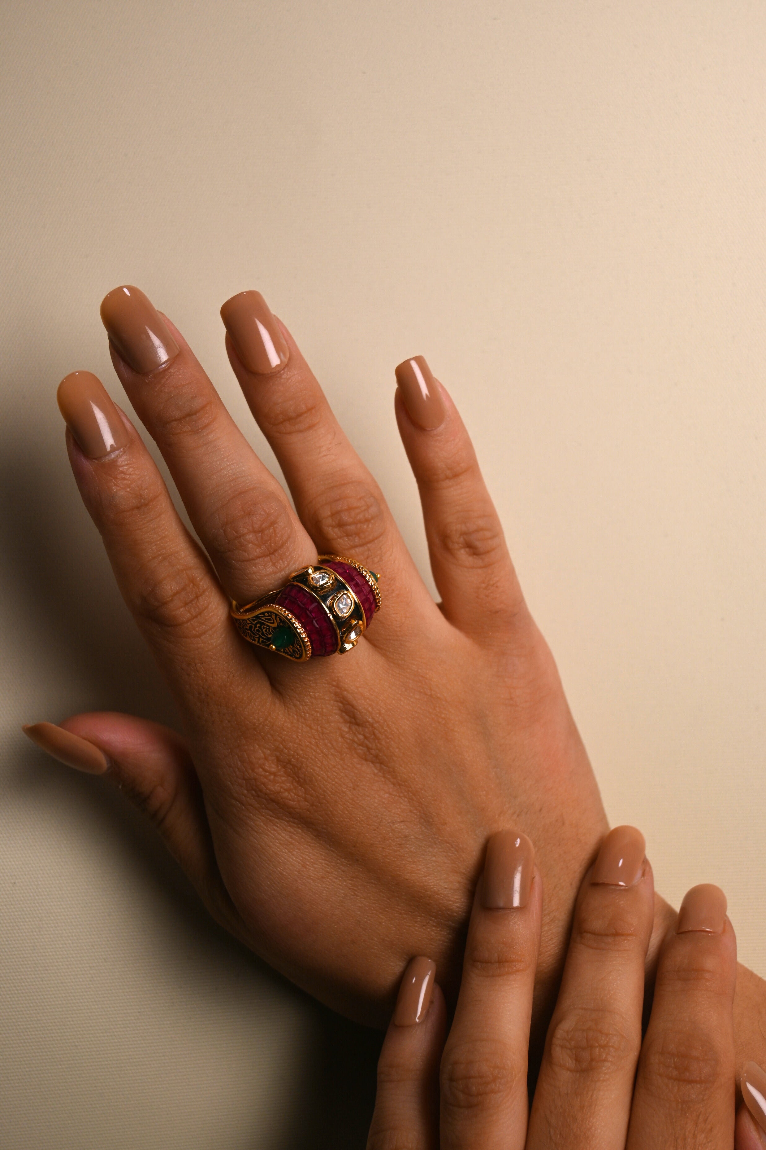 Rani pink damru ring – Diva Art Jewellers